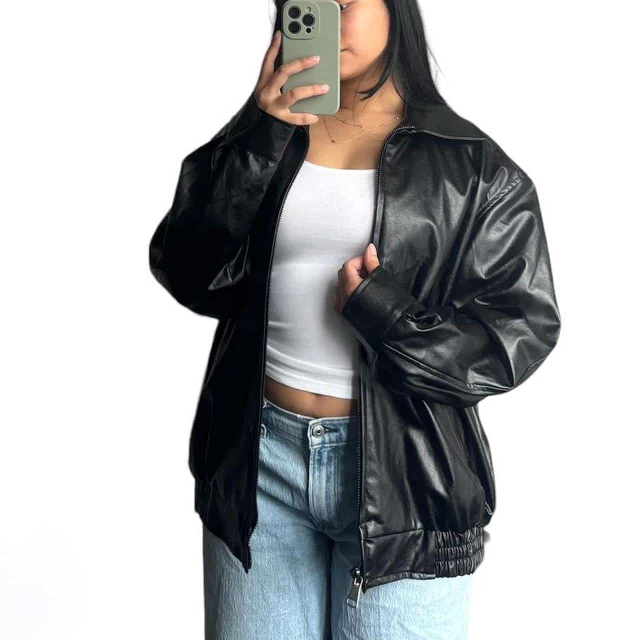 Cropped leather jacket • Bushpop
